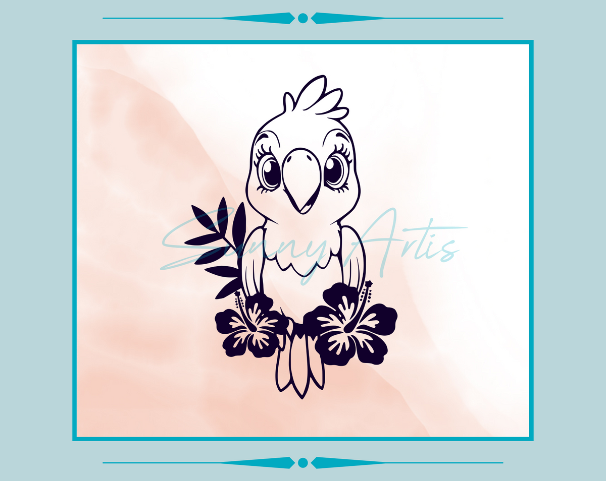 Plotterdatei SVG - Papagei mit Blumen – Sunny Artis